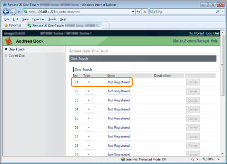 Registering and Editing One-Touch Keys (MF5900 SeriesD1350/D1370)