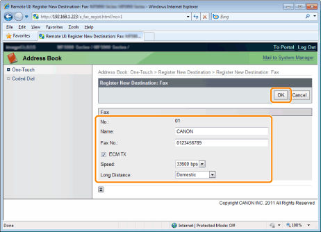 Registering and Editing One-Touch Keys (MF5900 SeriesD1350/D1370)