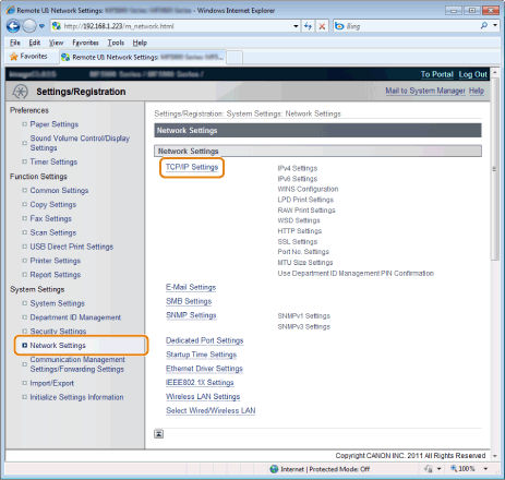 Setting the IP Address (MF5900 Series/D1300 Series)