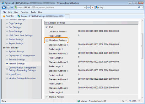 Setting the IP Address (MF5900 Series/D1300 Series)