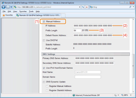 Setting the IP Address (MF5900 Series/D1300 Series)