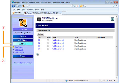Registering and Editing One-Touch Keys (MF4570dw)