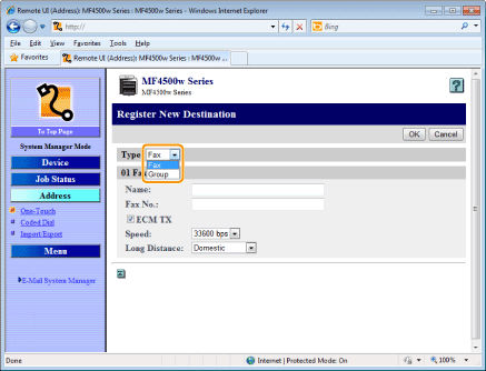 Registering and Editing One-Touch Keys (MF4570dw)