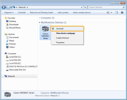 Uninstalling Software (MF8080/MF8380)