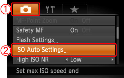 Setting ISO speed (PowerShot S110)