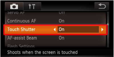 Activating the Touch Shutter function