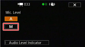 Changing the audio recording level (mic. level) when recording audio