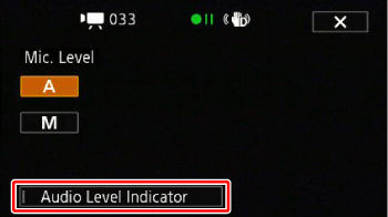 Changing the audio recording level (mic. level) when recording audio