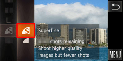 Changing the recording pixels and compression ratio of an image taken ...
