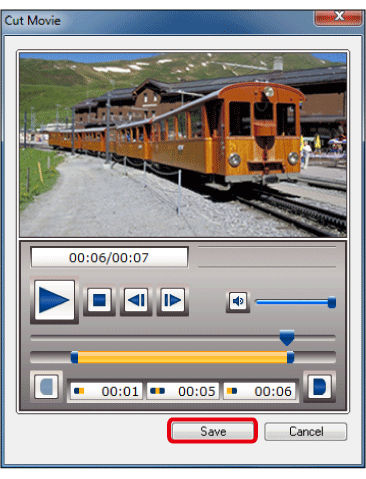 Cutting scenes from movies using ImageBrowser EX