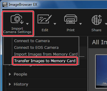 ImageBrowser EX 1.1.0 (or later) - Using a memory card reader to write ...