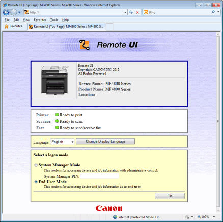 Setting the Wireless LAN Manually (MF4890dw/MF4880dw Only)