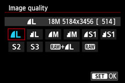 Changing the recording pixels and compression ratio of an image taken ...