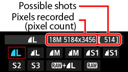 Changing the recording pixels and compression ratio of an image taken ...