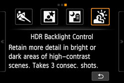 Shooting backlit scenes brightly (HDR Backlight Control) (EOS M)