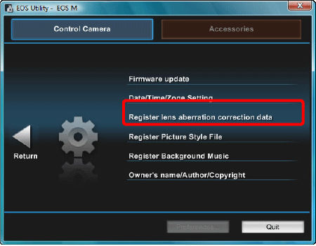 How do I register lens peripheral illumination correction data using ...