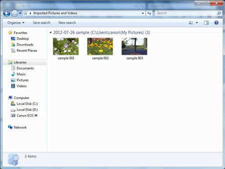 Using Windows functions to import images to your computer (EOS M)