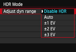 HDR (High Dynamic Range) shooting (EOS 6D)