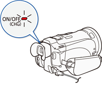 How the CHG (charge) indicator lights up while the battery is charging ...