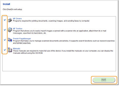 Installing the Driver/Software Via Network for Windows (MF8580Cdw/MF8280Cw)