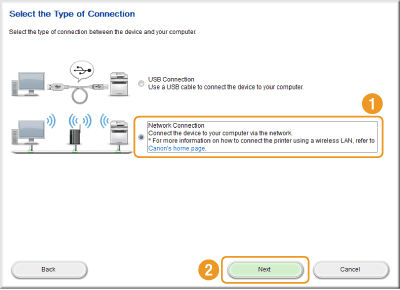 Installing the Driver/Software Via Network for Windows (MF8580Cdw/MF8280Cw)