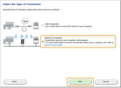 Installing the Driver/Software Via Network for Windows (MF8580Cdw/MF8280Cw)