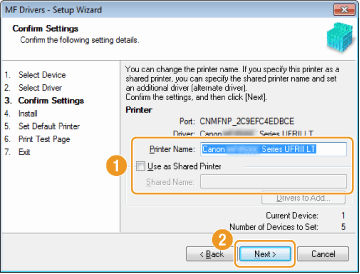 Installing the Driver/Software Via Network for Windows (MF8580Cdw/MF8280Cw)