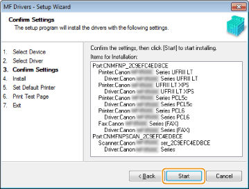 Installing the Driver/Software Via Network for Windows (MF8580Cdw/MF8280Cw)