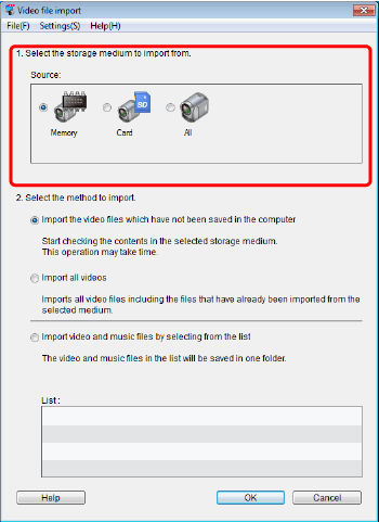 Making a USB connection to import AVCHD video files recorded on the ...