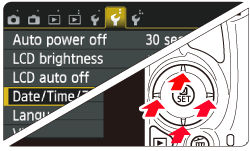 Setting the Time Zone, Date and Time (EOS REBEL SL1 / EOS 100D)