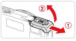 Inserting and removing the battery and memory card (PowerShot N)