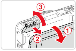 Inserting and removing the battery and memory card (PowerShot N)