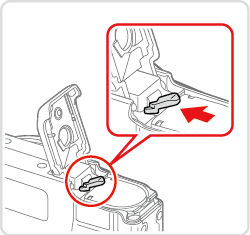 Inserting and removing the battery and memory card (PowerShot N)