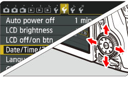 Setting the Time Zone, Date and Time (EOS 70D)