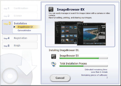 Installing the ImageBrowser EX software to send, playback, or edit MP4 ...