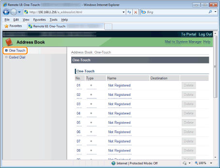 Registering and Editing One-Touch Keys - MF6100 Series