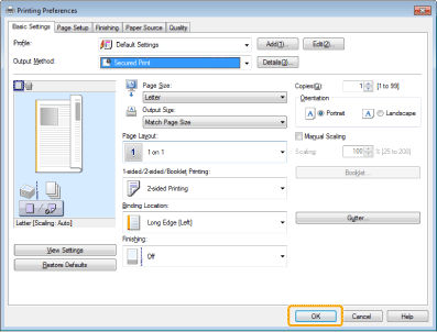 Printing Securely from a Computer - imageCLASS MF6100 series