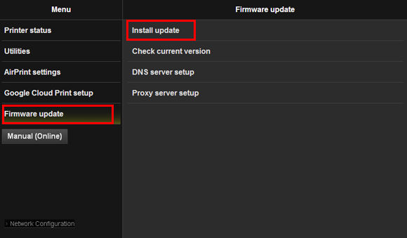How to update the printer firmware - PIXMA iX6820