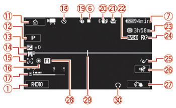 Onscreen Icons and Displays (VIXIA HF R50/R52/R500)