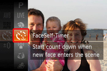 Setting the camera to release the shutter automatically (Self-Timer, Face Self-Timer) (PowerShot ...