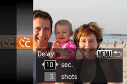 Setting the camera to release the shutter automatically (Self-Timer, Face Self-Timer) (PowerShot ...