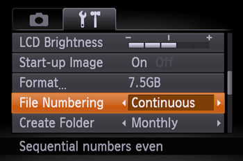 How are file numbers assigned to folders and images on memory cards ...