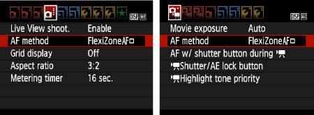 Changing the AF Mode to Use the Live View Function to Shoot Still ...