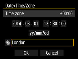Setting the Time Zone, Date and Time (EOS REBEL T5/EOS 1200D)