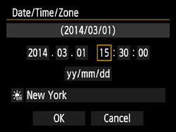 Setting the Time Zone, Date and Time (EOS REBEL T5/EOS 1200D)