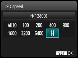ISO 100 and ISO 12800 cannot be set (EOS REBEL T5/EOS 1200D)