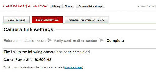 Sending Images to Various Web Services (via CANON iMAGE GATEWAY)