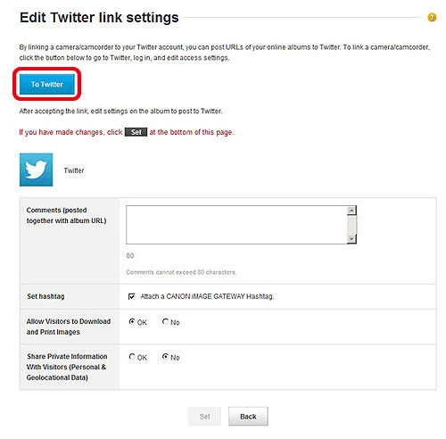 Sending Images to Various Web Services (via CANON iMAGE GATEWAY)