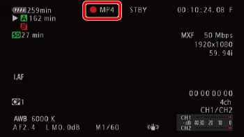 Setting the camcorder to record continuously in MP4 format (MP4 Backup ...