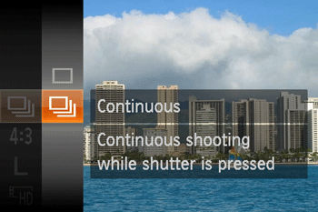 How to set Continuous Shooting (PowerShot SX400 IS / PowerShot SX410 IS)